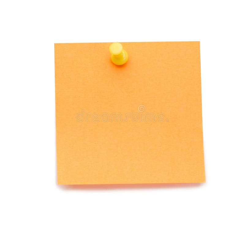 Orange Post-it with Drawing Pin Stock Photo - Image of missing, errand ...