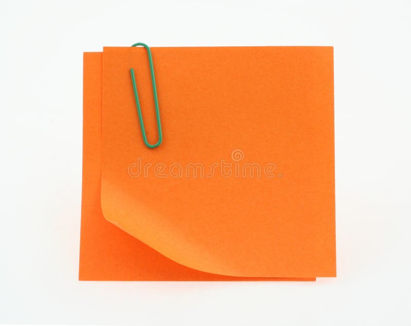 Orange Post-it Notes with a Bent Corner on White Stock Photo - Image of ...