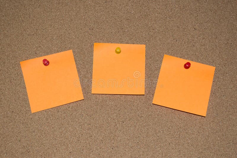 Orange Post it Notes on a Cork Board Stock Photo - Image of posted ...