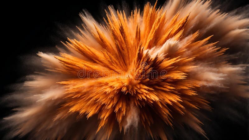 Orange Powder Center Radial Explosion Isolated in Blac Ai Generated ...