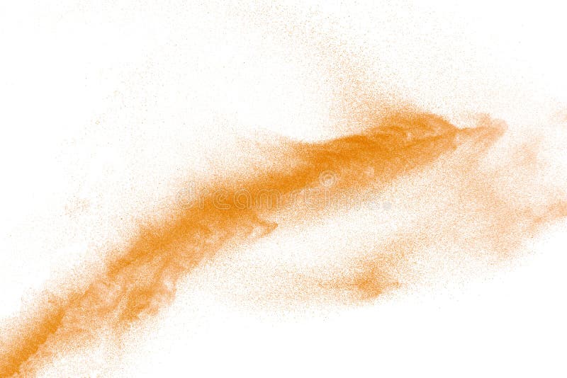Orange Powder Dust Particles Explosion on White Background.Orange Dust ...