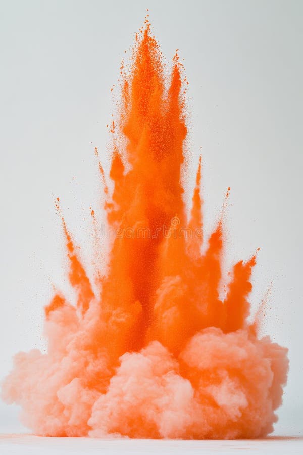 Orange Powder Erupts in a Radial Pattern Against a White Background ...