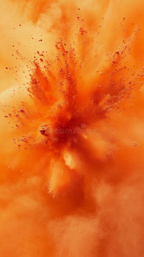 Orange Powder Explosion, Dynamic Burst of Color. Abstract Art and ...
