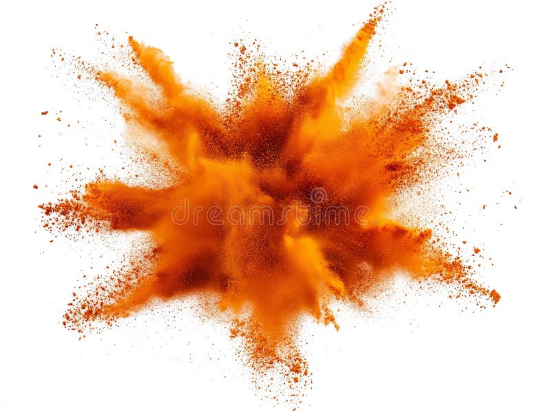 Orange Powder Explosion Isolated on White Stock Illustration ...