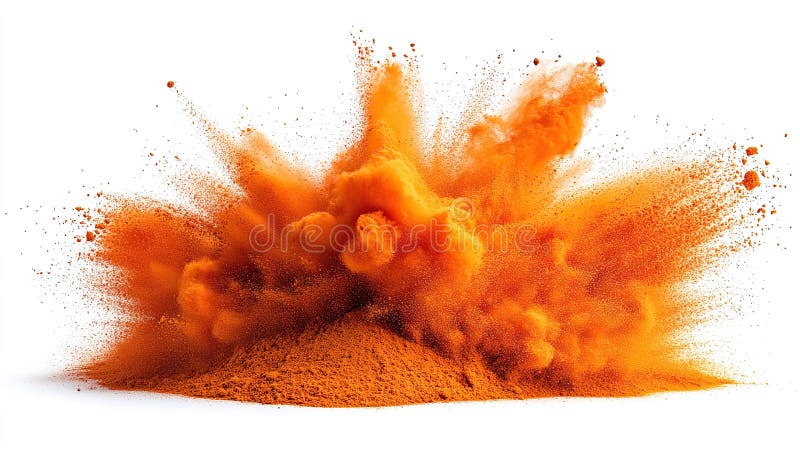 Orange Powder Explosion Isolated on White Background. (2 Stock ...