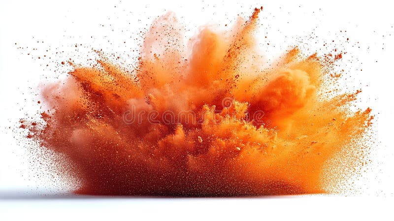 Orange Powder Explosion Isolated on White Background. (3 Stock ...