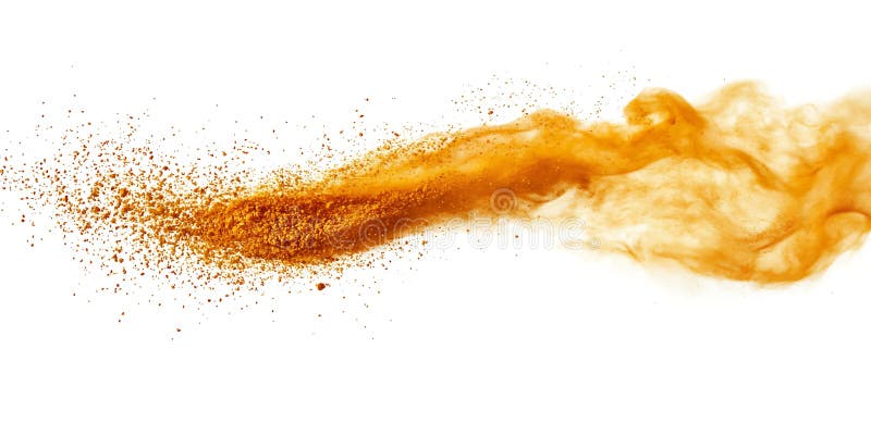 Orange Powder Explosion, Isolated on White Background Stock ...