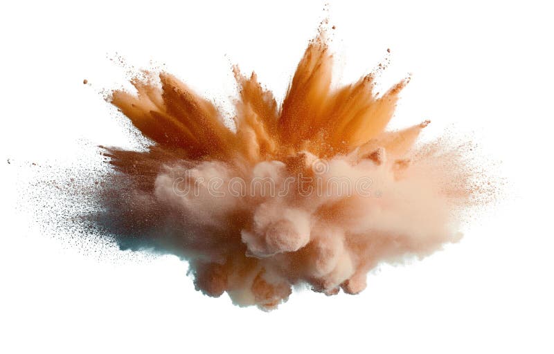 Orange Powder Explosion Isolated on White Stock Photo - Illustration of ...