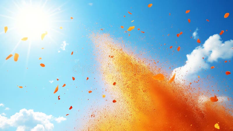 Orange Powder Explosion Under a Sunny Sky Stock Illustration ...
