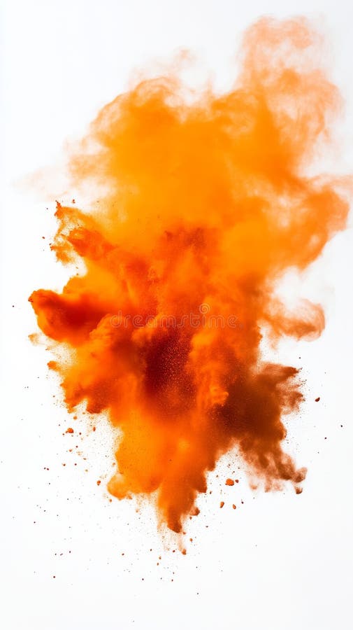Orange Powder Explosion on White Background Stock Photo - Image of ...