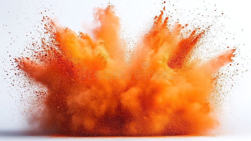 Orange Powder Explosion on White Background. (4 Stock Illustration ...