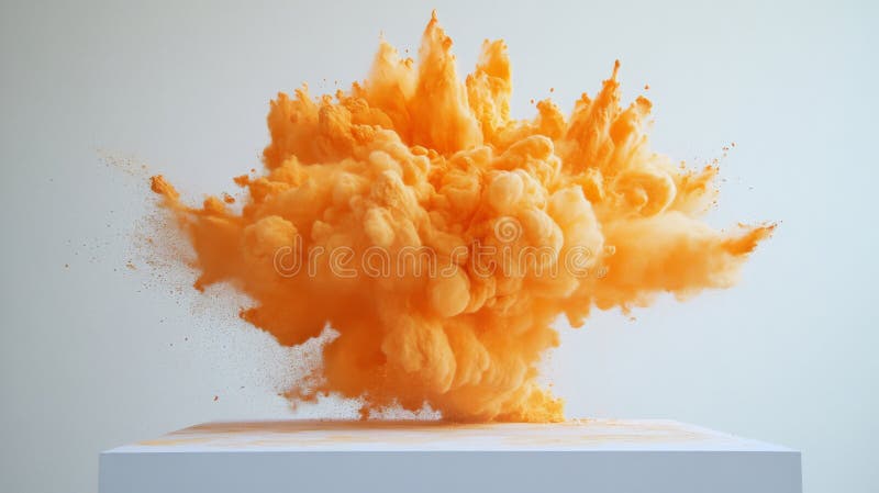 Orange Powder Explosion on White Background Stock Illustration ...