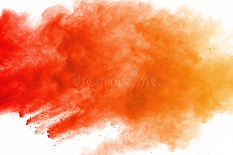 Orange Powder Explosion on White Background. Colored Cloud. Colorful ...
