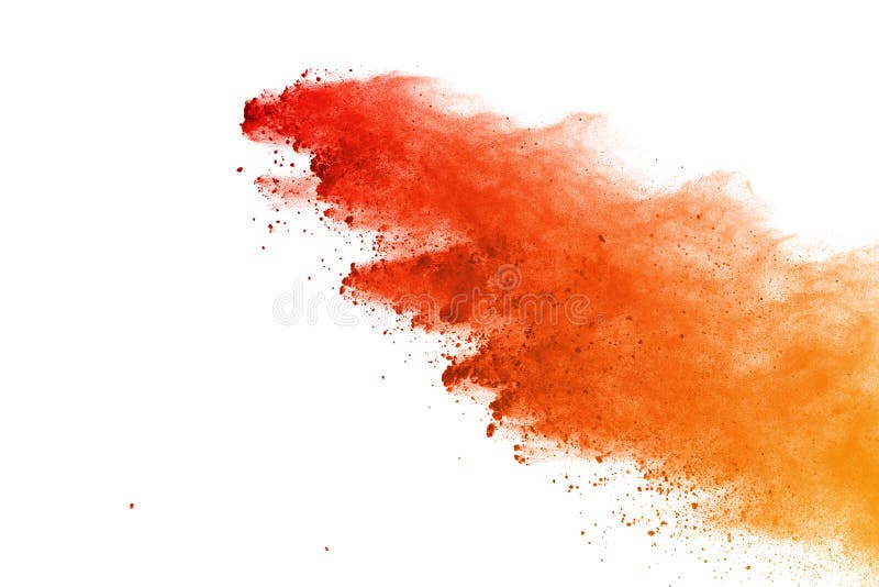 Orange Powder Explosion on White Background. Colored Cloud. Colorful ...