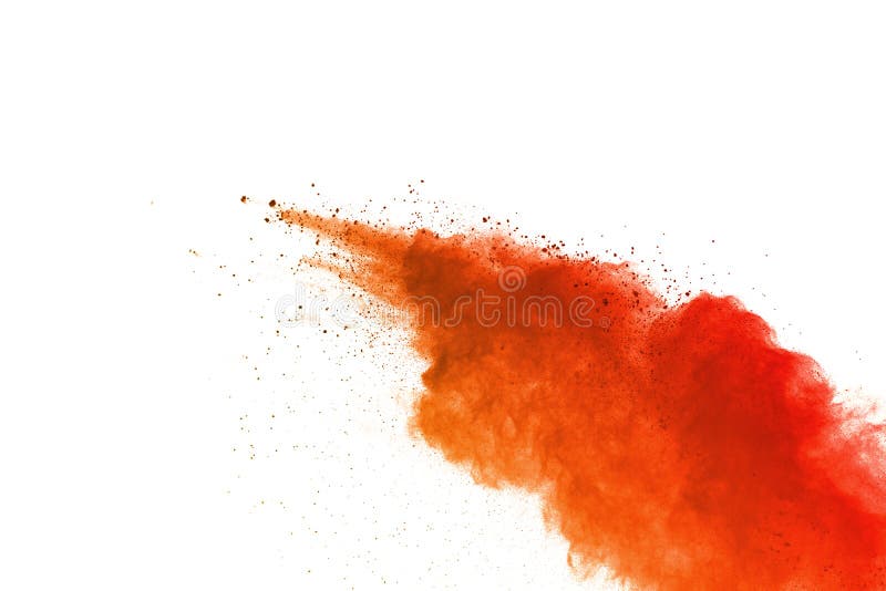 Orange Powder Explosion on White Background. Colored Cloud. Colorful ...