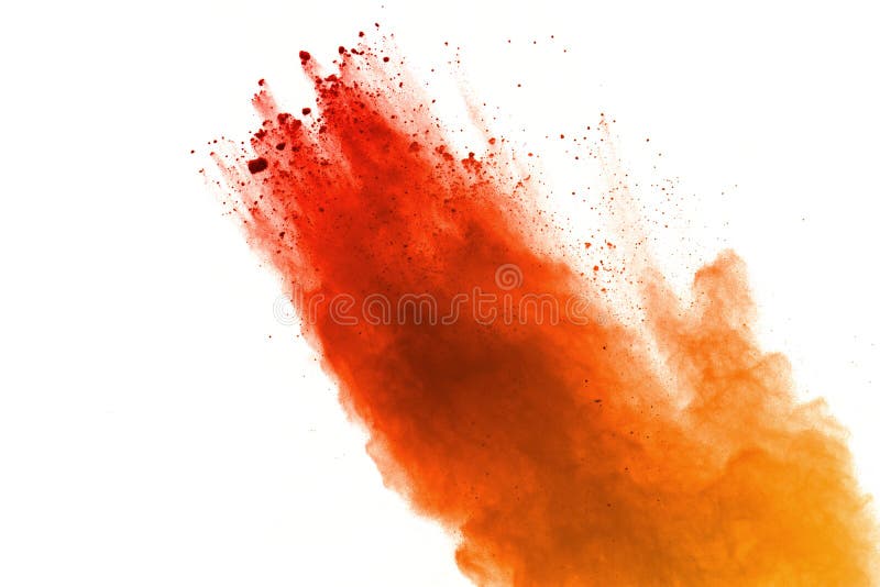 Orange Powder Explosion on White Background. Colored Cloud. Colorful ...