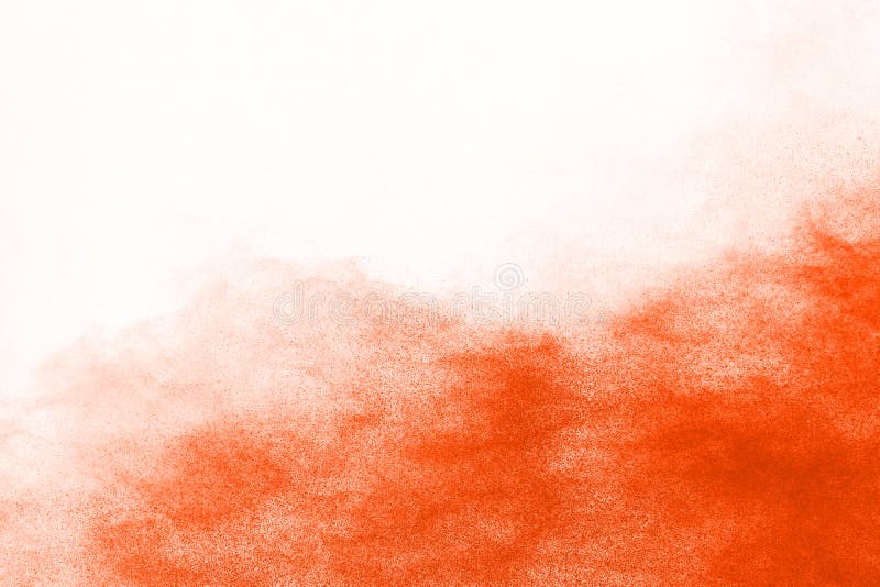 Orange Color Powder Explosion on White Background. Stock Photo - Image ...