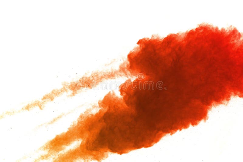 Orange Powder Explosion on White Background. Colored Cloud. Colorful ...