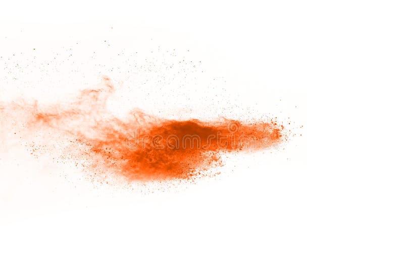 Orange Powder Explosion on White Background. Stock Photo - Image of ...