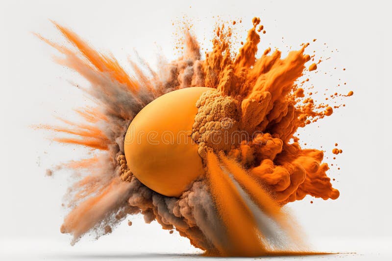 Orange Powder Explosion on White Background. Generative AI Stock ...