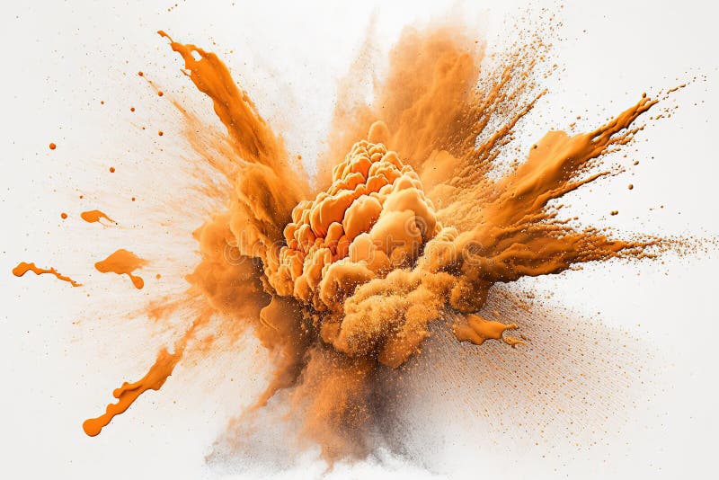 Orange Powder Explosion on White Background. Generative AI Stock ...