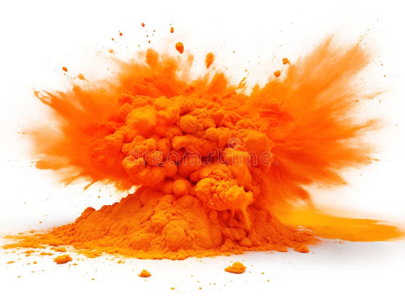 An Orange Powder Explosion on a White Background Stock Illustration ...