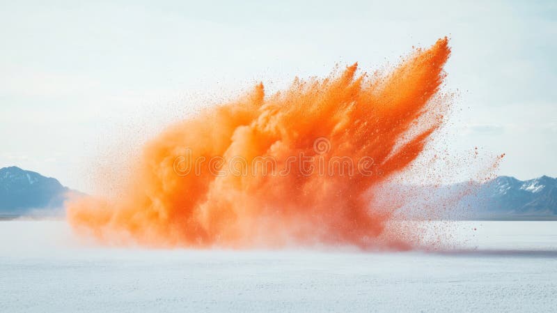 Orange Powder Explosion on White Landscape Stock Illustration ...