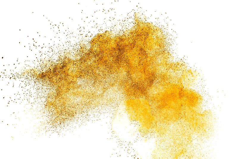 Orange Powder Dust Particles Explosion On Black Background.Orange Dust ...