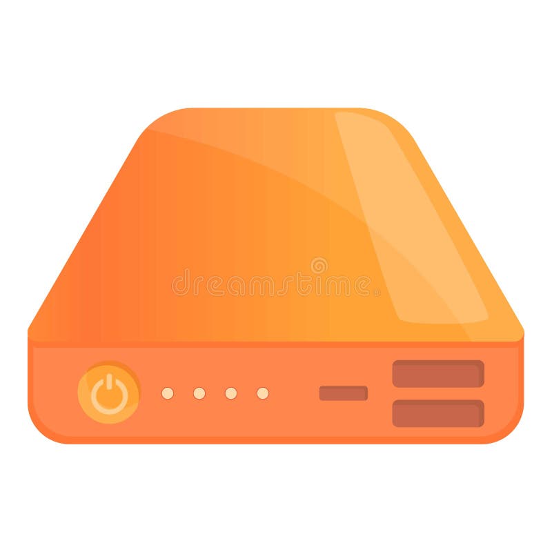 Orange Power Bank Icon, Cartoon Style Stock Vector - Illustration of ...