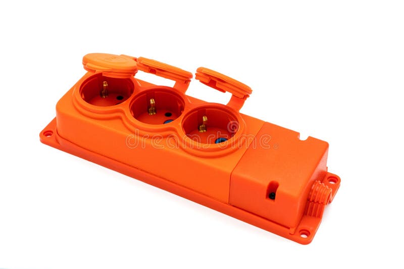 Orange Power Strip. Electric Extender Isolated on White Background ...