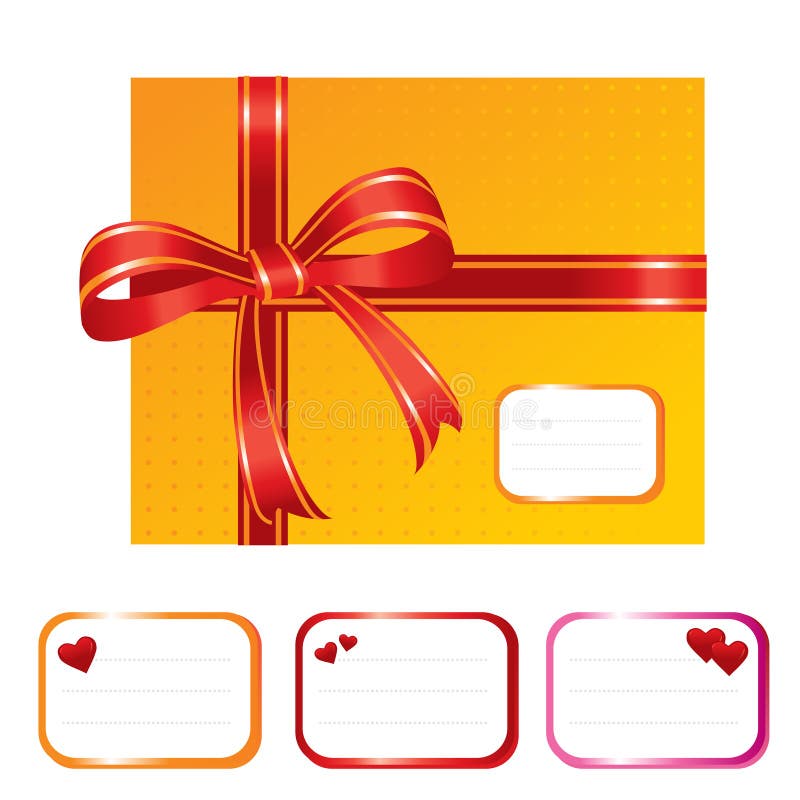 Orange present box stock vector. Illustration of golden - 4315504