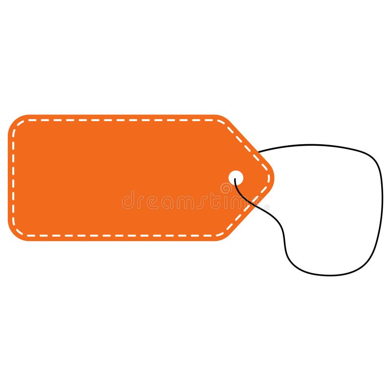 Orange Price Tag with Dashed Border and Black String Loop Stock Vector ...