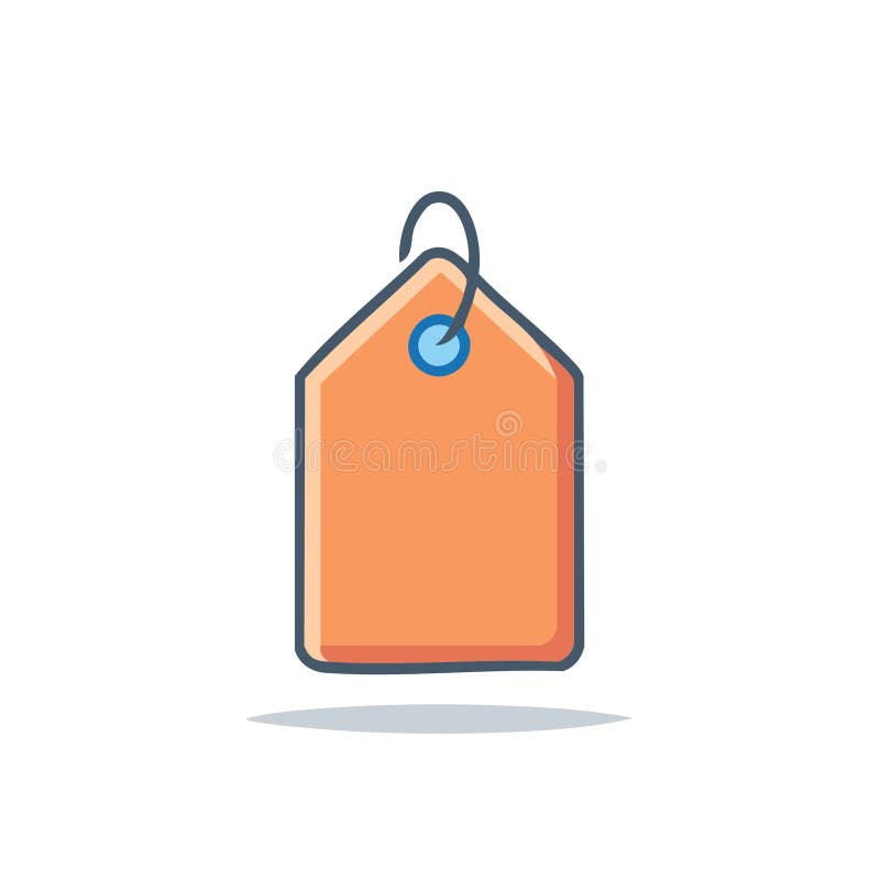 Orange Price Tag Icon with Loop and Blue Grommet Simple Vector ...