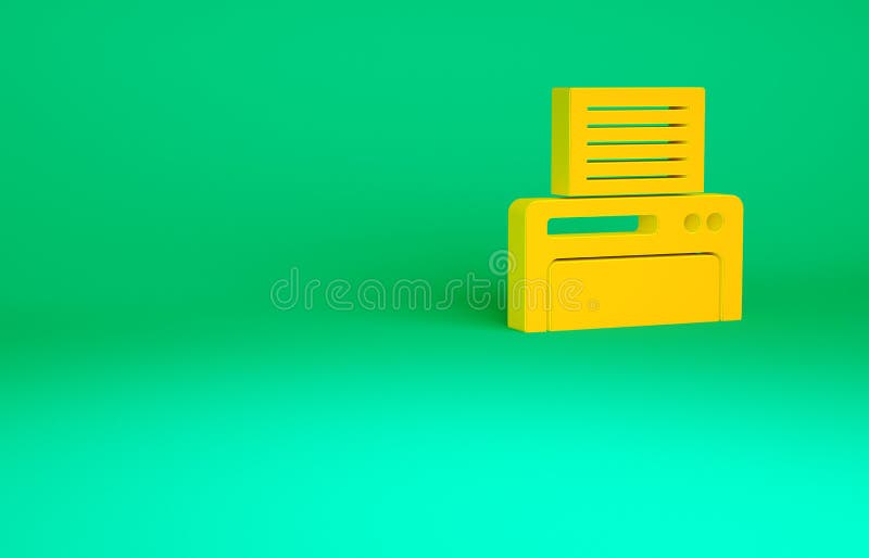 Orange Printer Icon Isolated on Green Background. Minimalism Concept ...