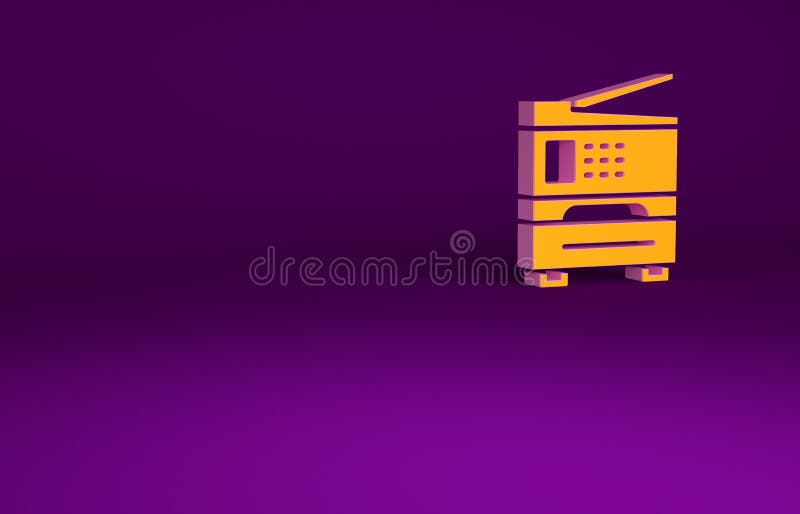 Orange Printer Icon Isolated on Purple Background. Minimalism Concept ...