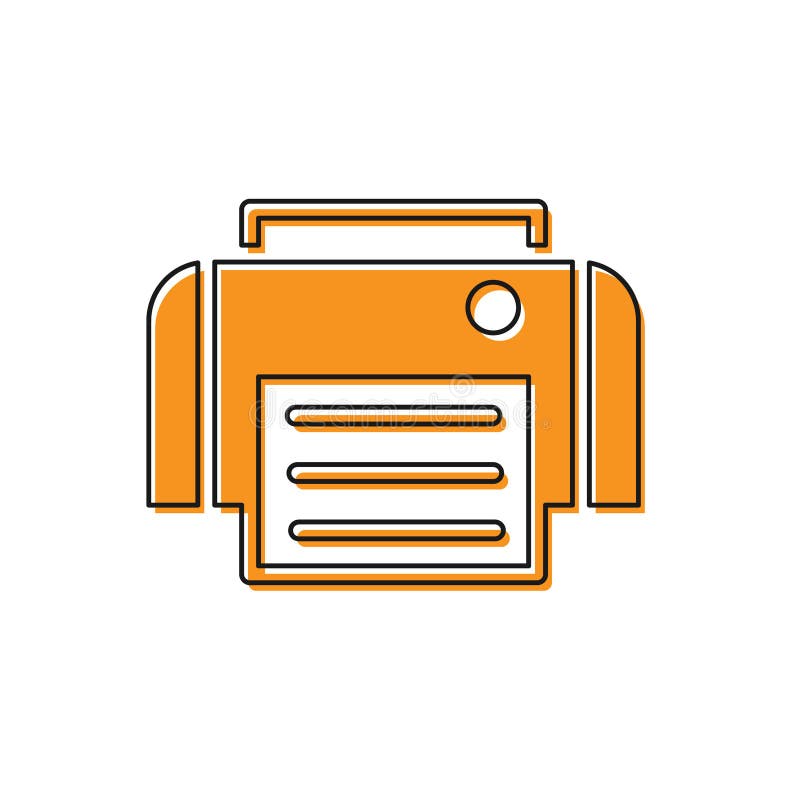 Orange Printer Icon Isolated on Green Background. Minimalism Concept ...