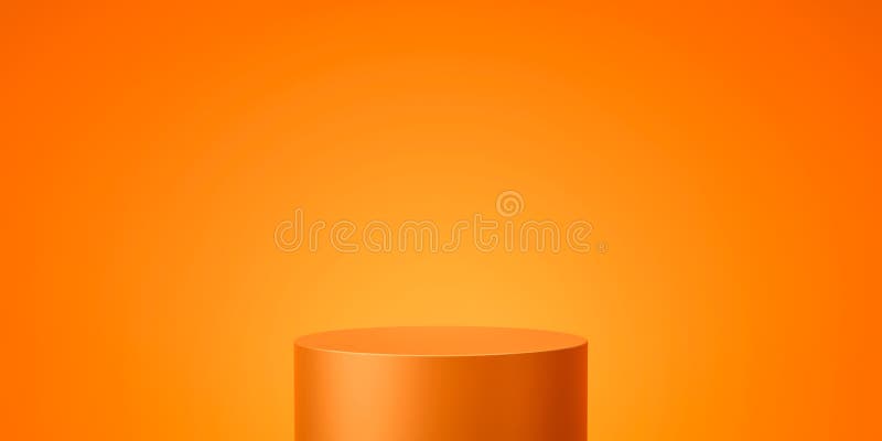 Orange Product Background Stand or Podium Pedestal on Empty Display ...
