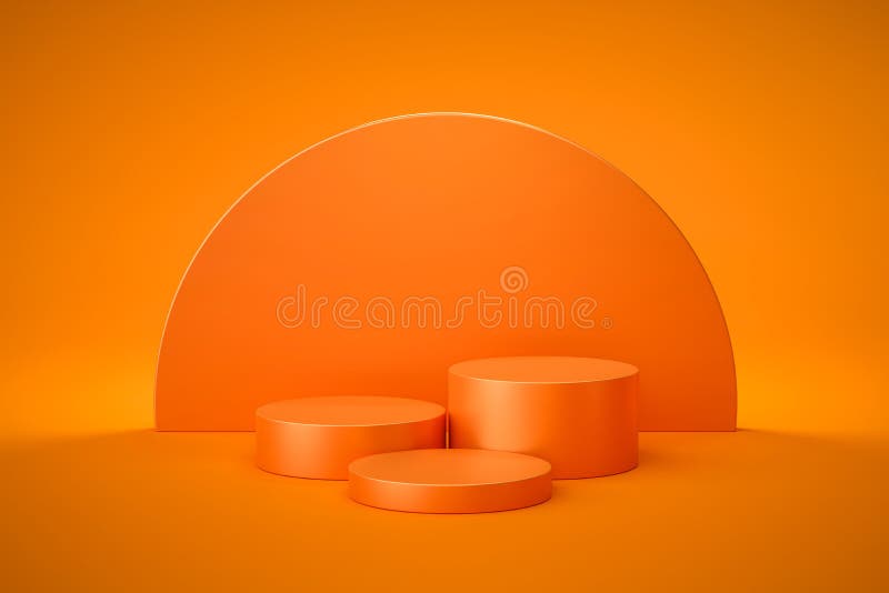 Orange Product Background Stand or Podium Pedestal on Empty Display ...