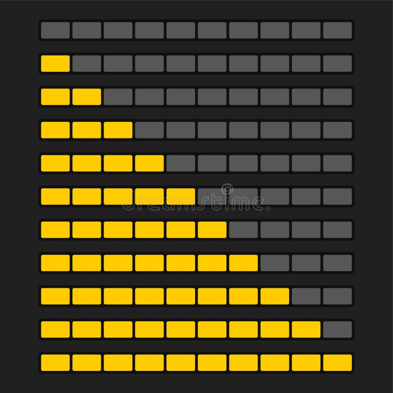 Orange Progress Bar Element Set. Upload Indicator 10-100. Vector Stock ...