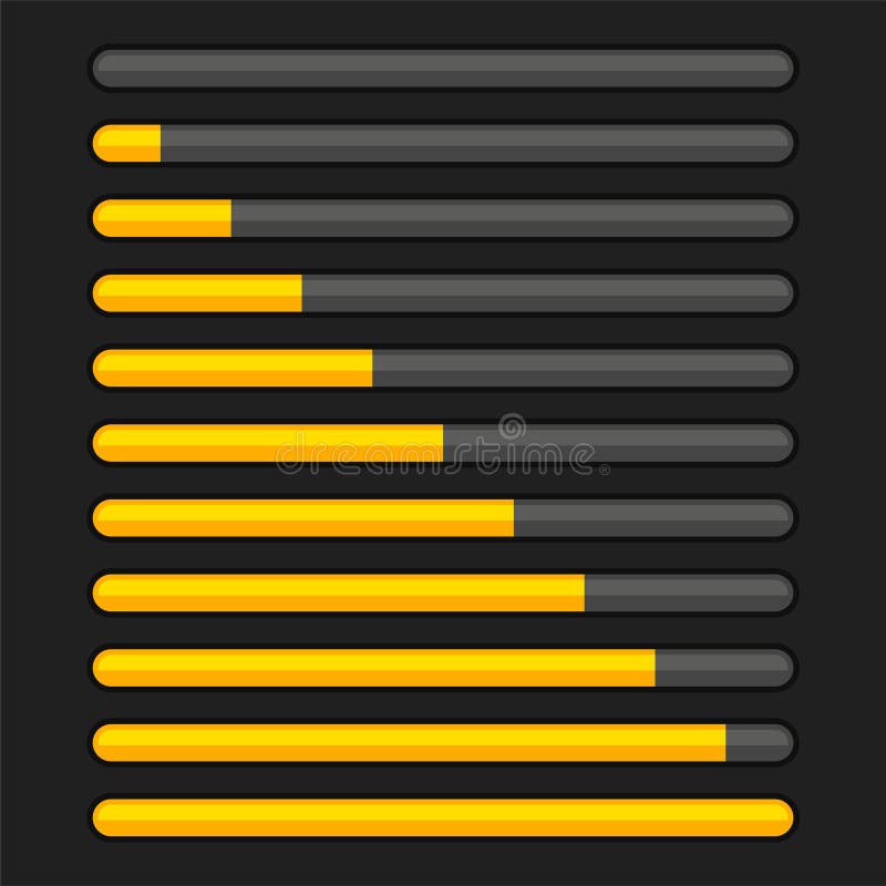Orange Progress Bar Element Set. Upload Indicator 10-100 Stock Vector ...