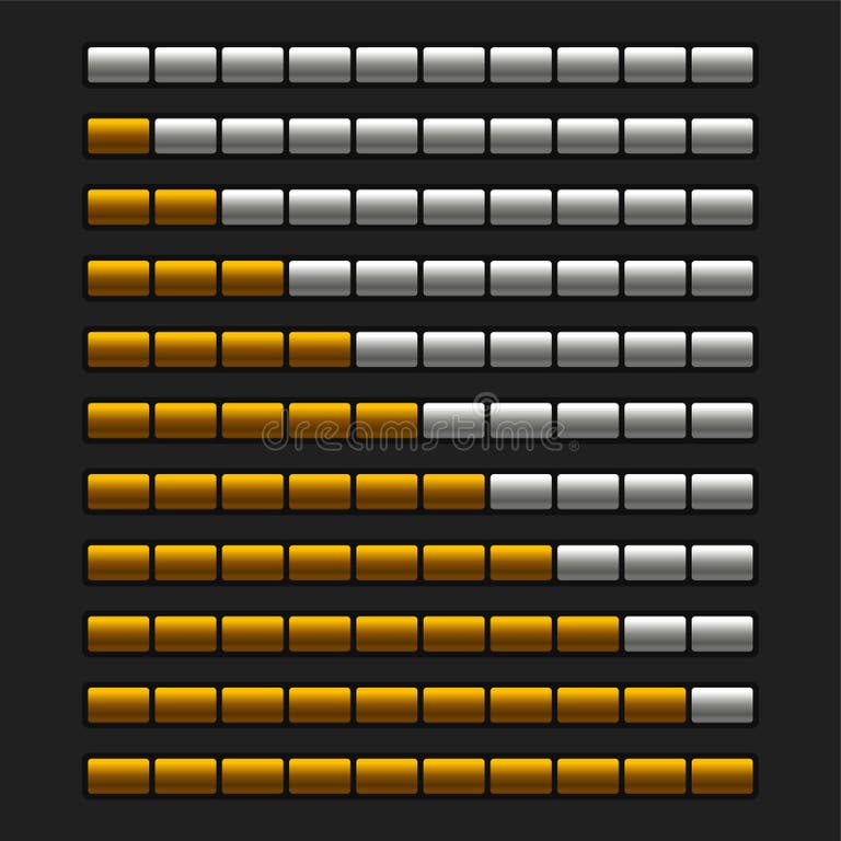Orange Progress Bar Element Set. Upload Indicator 10-100 Stock Vector ...