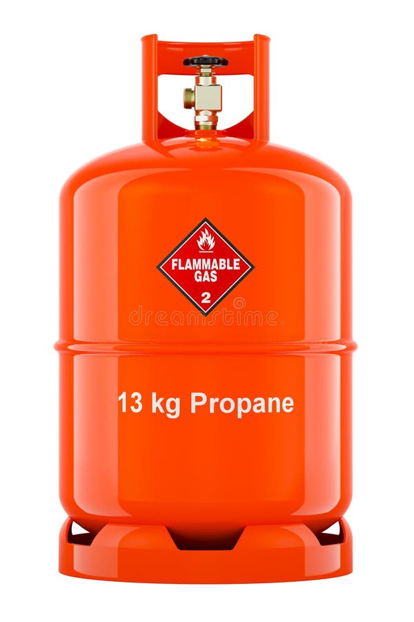 Orange Propane Cylinder with Compressed Gas, 3D Rendering Stock ...