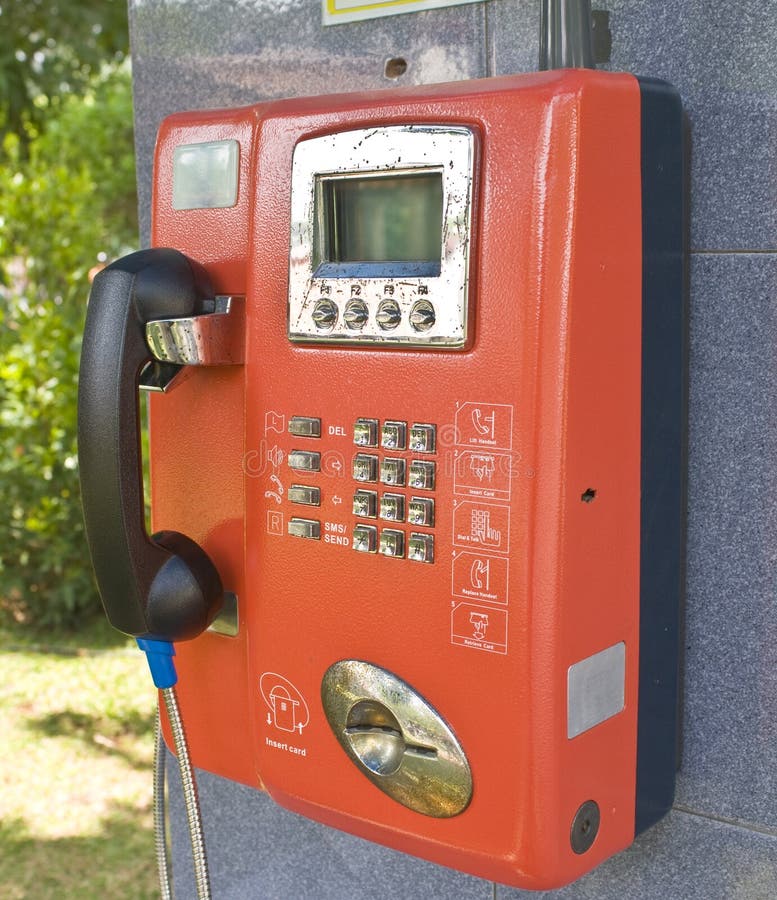 Orange Public Phone stock photo. Image of cabin, handle - 10991350