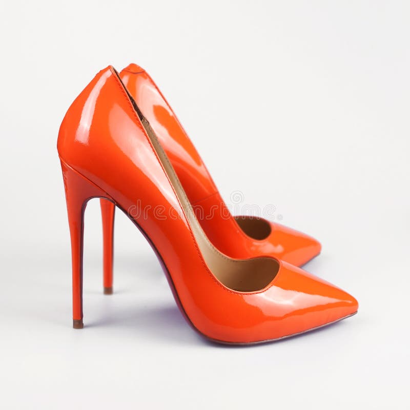 Orange pump shoes stock photo. Image of heeled, shoe - 71531140