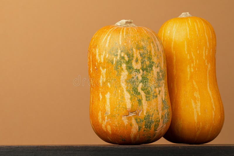 Orange Pumpkin on Beige Background Front View Stock Image - Image of ...