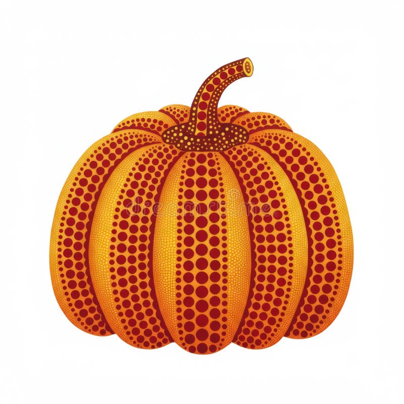 Orange Pumpkin with Red Dots on White Background Stock Illustration ...