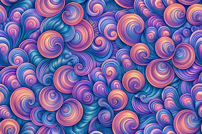 Orange Purple Blue Swirls Curls Like Waves, Shells Stock Illustration ...