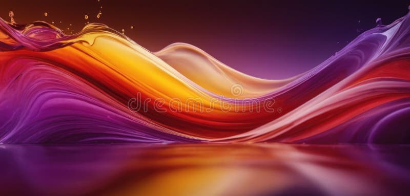 Orange and Purple Gradient Water Flow. Volumetric Gradient Figures ...