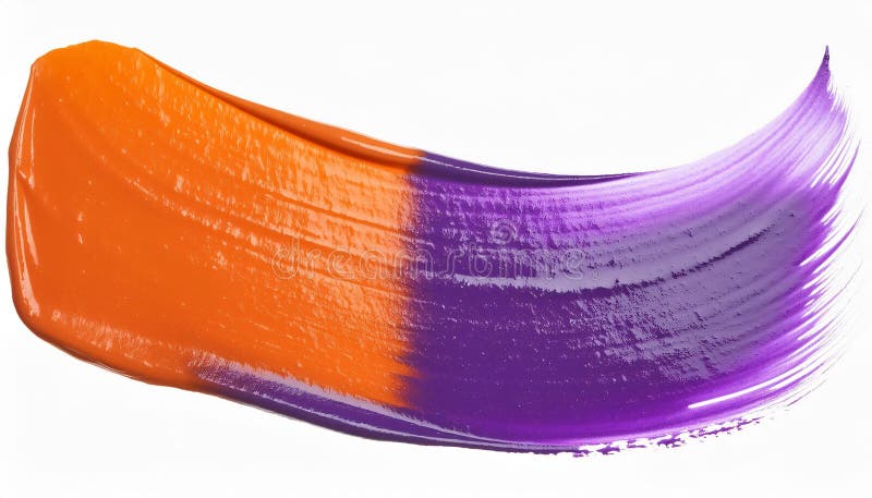 Orange and Purple Paint Mixing Together in a Brushstroke Creating a ...