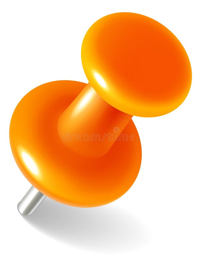 Orange Push Pin Mockup. Realistic Thumb Tack Stock Vector ...